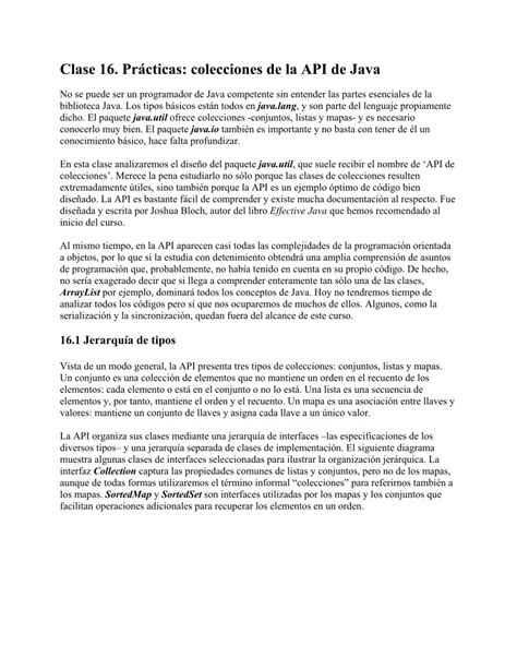 Pdf De Programación Clase 16 Prácticas Colecciones De La Api De Java