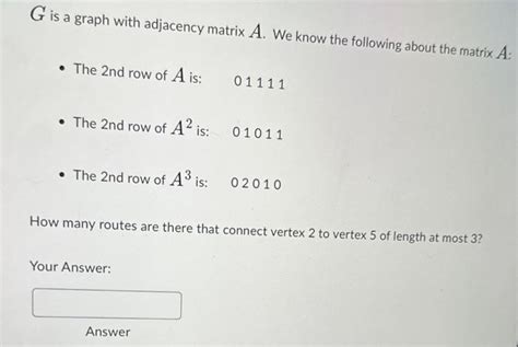 solved g is a graph with adjacency matrix a we know the