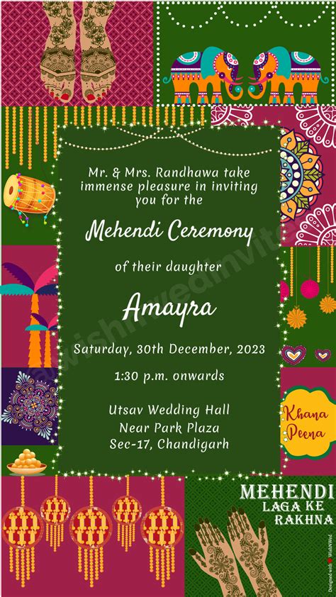 Mehendi Ceremony Video Invitation For WhatsApp Wish N Wed