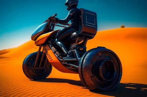 Premium Photo Man Riding On The Back Of Motorcycle On Top Of Desert