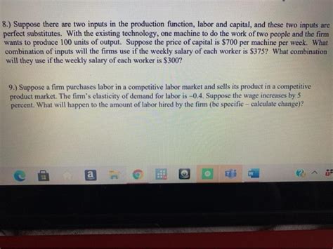 Solved 8 Suppose There Are Two Inputs In The Production Chegg Com