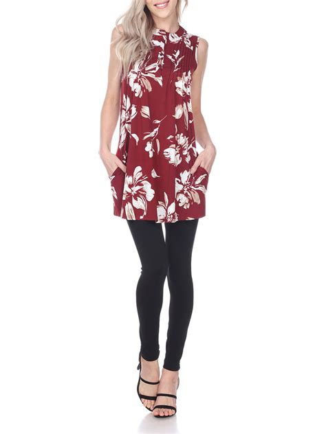 White Mark Womens Sleeveless Tunic Top