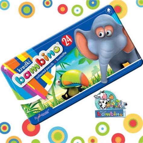 Kredki świecowe Bambino kolory w metalowym pudełku Dzieciaki Szkolniaki