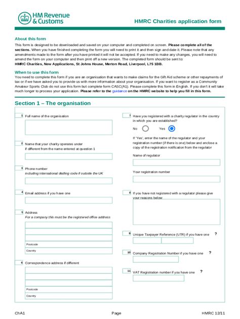 Fillable Online ChA HMRC Charities Application Form Fax Email Print PdfFiller