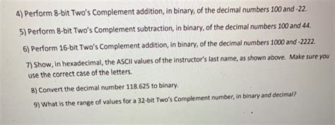 solved 1 represent the decimal number 105 as a an 8 bit