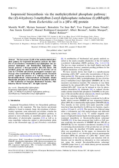 Pdf Isoprenoid Biosynthesis Via The Methylerythritol Phosphate