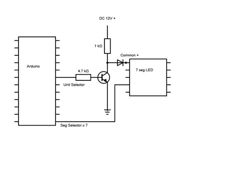 7segmentdisplay Driving Large Common Anode 7 Seg Led With Npn