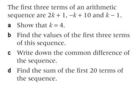 Solved The First Three Terms Of An Arithmetic Sequence Are