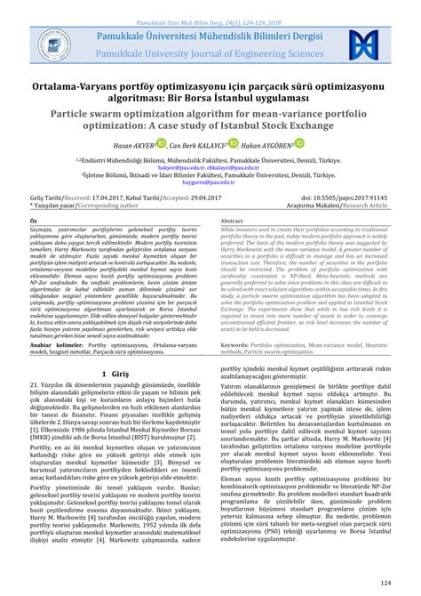 Pdf Particle Swarm Optimization Algorithm For Mean Variance Portfolio