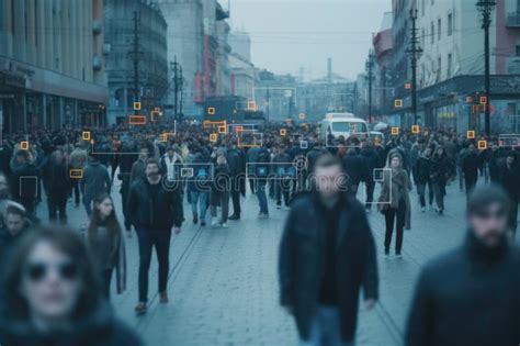 Face Recognition System In Street Surveillance Cameras Generative Ai Stock Illustration