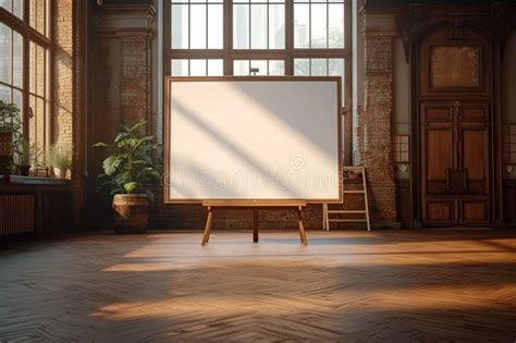 Clean Whiteboard In Room Blank Canvas For Creative Messages Stock Illustration Illustration Of