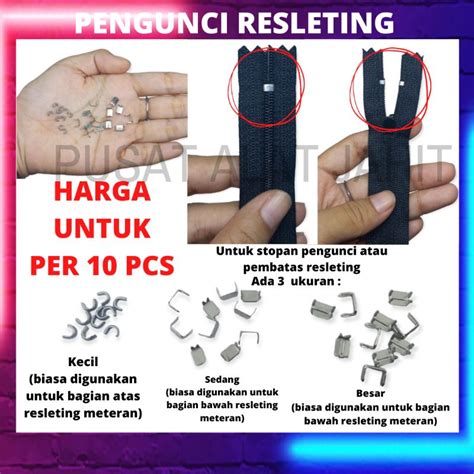 Jual Stopper Stopan Pengunci Pembatas Atas Bawah Resleting Per 10 Pcs