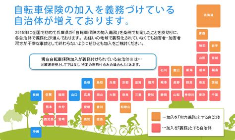 自転車保険の加入を義務化または努力義務としている自治体｜自転車保険【ドコモスマート保険ナビ】