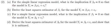 A For The Simple Linear Regression Model What Chegg
