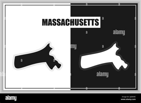 Flat Style Map Of State Of Massachusetts Usa Massachusetts Outline