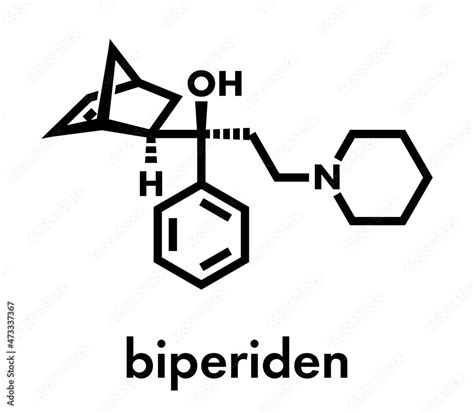 Biperiden Parkinsons Disease Drug Molecule Skeletal Formula Stock