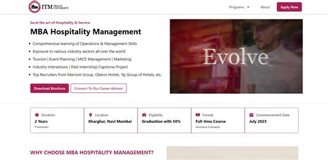 Mba In Hospitality Management Mumbai Course Fees Itm Skill University