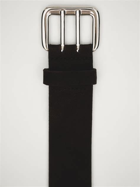 Cinturón Piel Nobuk Hebilla Doble · Marrón · Accesorios Massimo Dutti