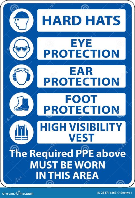 The Required Ppe Must Be Worn Sign On White Background Stock Vector