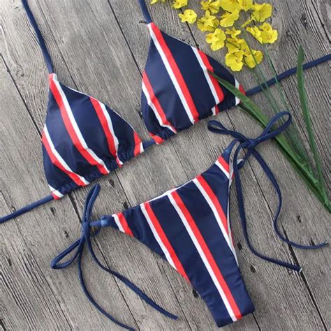 Maillot De Bain Deux Pi Ces Style Br Silien Bleu Marine Ray Vent Sexy