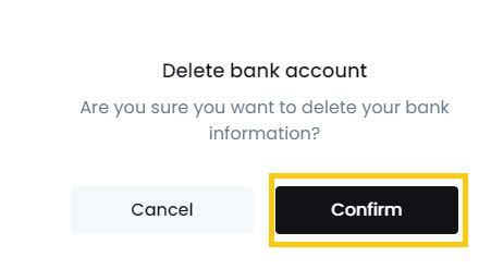 Deleting Bank Account On Website Support Center Z Com EX