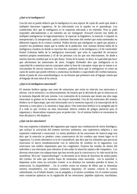 ¿qué Sabes De Tu Cerebro Apuntes De Neurociencia Docsity