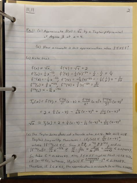 Professor Franks Math Blog 1111 Applications Of Taylor Polynomials