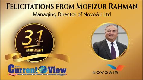 Felicitations From Mofizur Rahman Managing Director Of Novoair Ltd