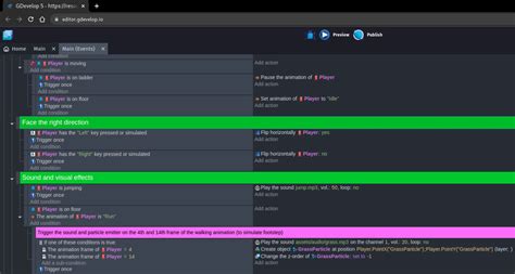 The Event Table Appearance In The Gdevelop Environment Download