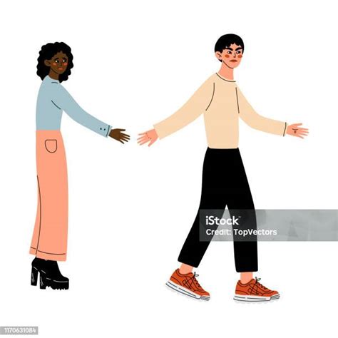 커플 다툼 가족 갈등 이혼 관계의 불일치 부정적인 감정 벡터 그림 남자 친구에 대한 스톡 벡터 아트 및 기타 이미지 남자