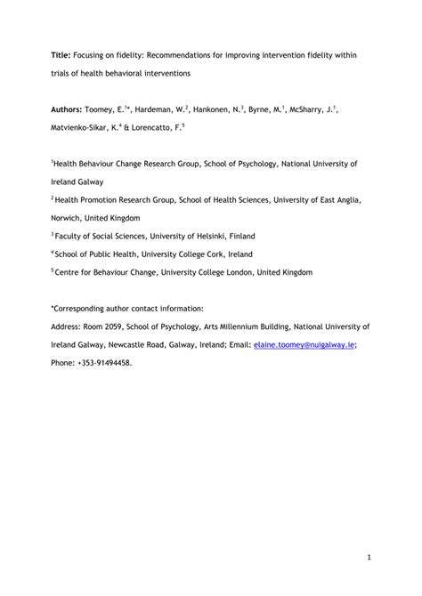 Pdf Title Focusing On Fidelity Recommendations For Improving
