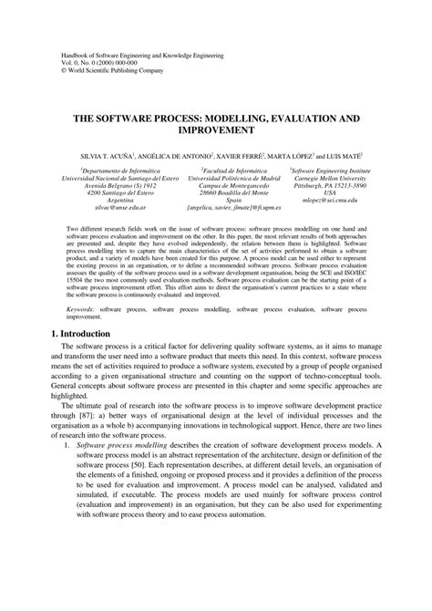 PDF The Software Process Modelling Evaluation And Improvement