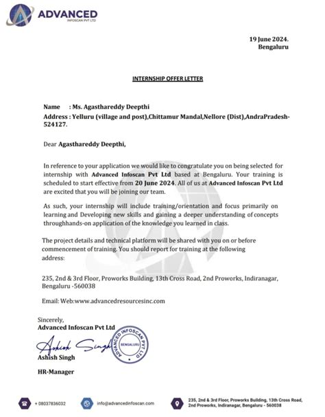 Agasthareddy Deepthi On Linkedin Internship Opportunity