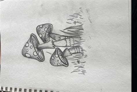 Trippy Mushroom Pencil Drawings