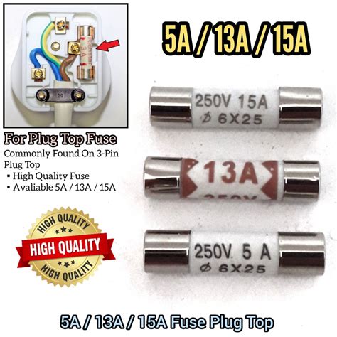 Fuse Plug 5a 13a 15a For Home Electrical Appliances Plug Top 1pcs