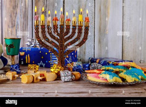 In Preparation For Hanukkah Festival Jews Light Candles In Their