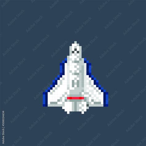 Spaceship In Pixel Art Style Stock Vector Adobe Stock
