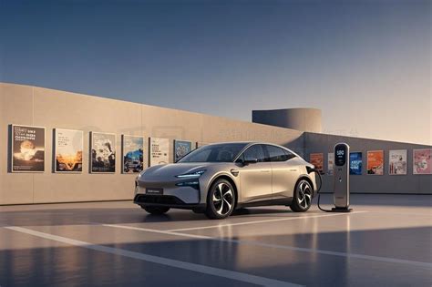 充电桩ai数字艺术 新能源汽车在文化中心的充电桩旁充电 背景是艺术展览的海报新能源汽车充电场景摄影图 Ai图片免费下载 Png格式 4096像素 编号71186311 千图网