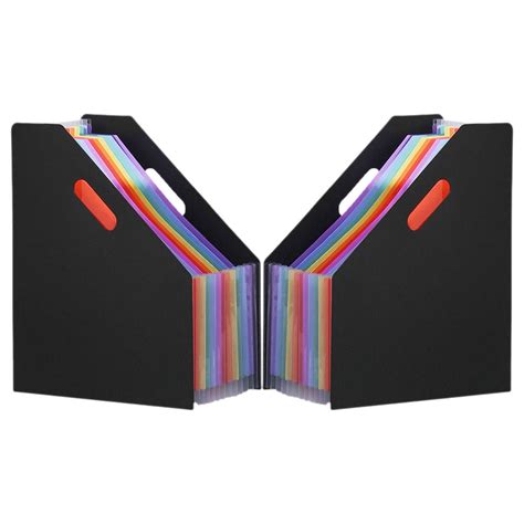 Homemaxs 2pcs Vertical Accordion Folder Plastic File Accordion Organizer File Folder Organizer