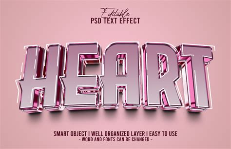 3d Heart Editable Text Efffect Psd Graphic By Chaska Id · Creative Fabrica
