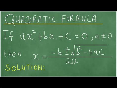 Quadratic Formula Proof Ax2 Bx C 0 Youtube