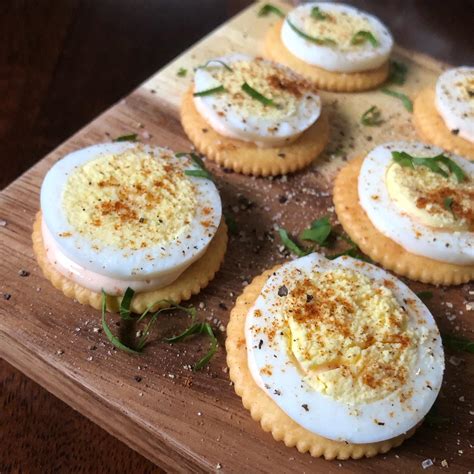 “no Stuff Deviled Eggs” — Classic Deviled Egg Ingredients On A Ritz