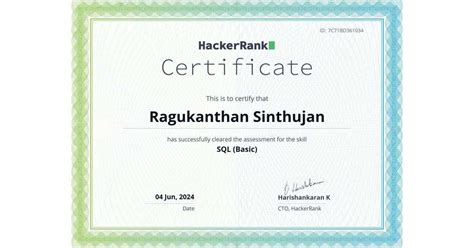 Ragukanthan Sinthujan On Linkedin Hackerrank Skill Certificate