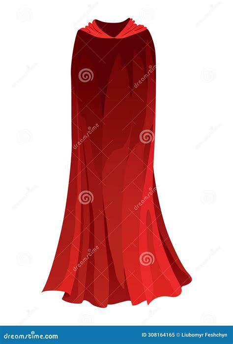 Superhero Red Cape In Front View Scarlet Fabric Silk Cloak Stock