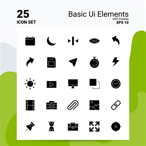 Basic Ui Elements Icon Set Editable EPS Files Business Logo Concept Ideas Solid Glyph