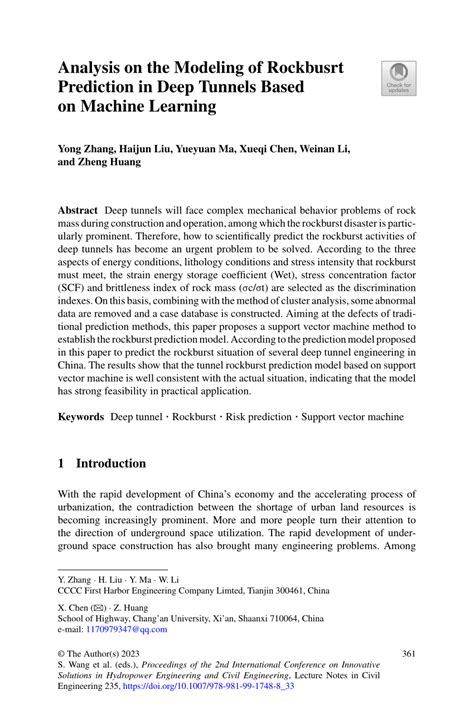 Pdf Analysis On The Modeling Of Rockbusrt Prediction In Deep Tunnels Based On Machine Learning