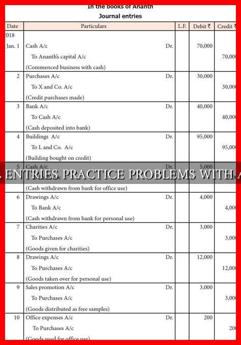 Journal Entries Practice Problems With Answers Wadaef