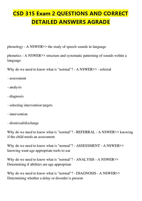 Speech Sound Acquisition Questions And Answers For Csd 315 Exam 2