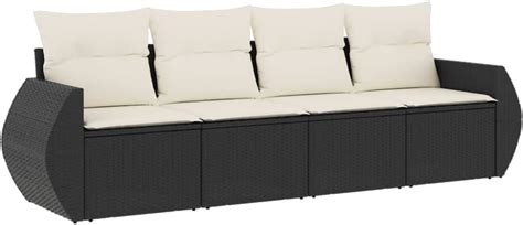 Vidaxl Garden Sofa Set With Cushions Black Modular Patio Lounge Pe
