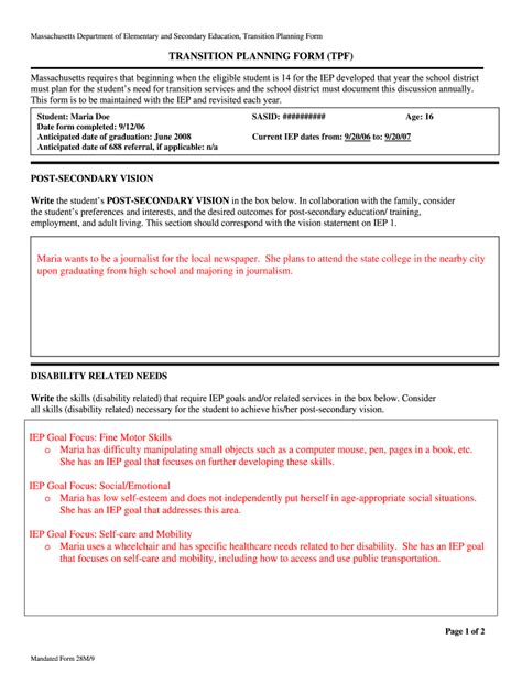 Iep Transition Plan Example Fill Out Sign Online Dochub